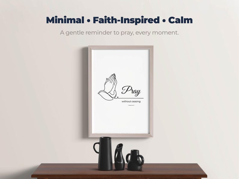 Pray Without Ceasing Print | Minimalist Christian Wall Art (digital ...