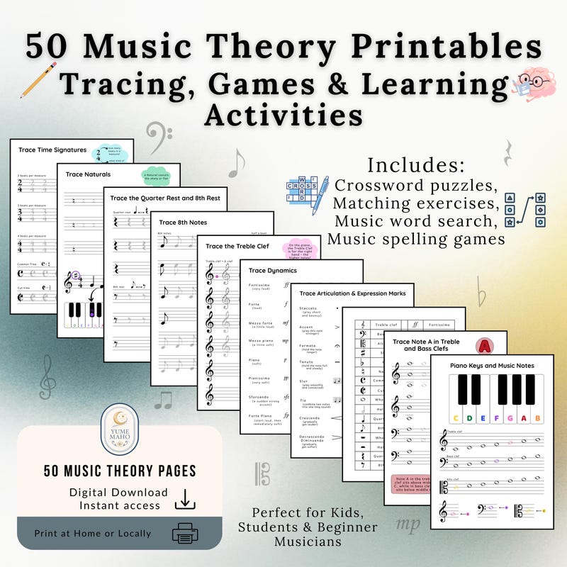 Music Theory Sheets Kids - Etsy