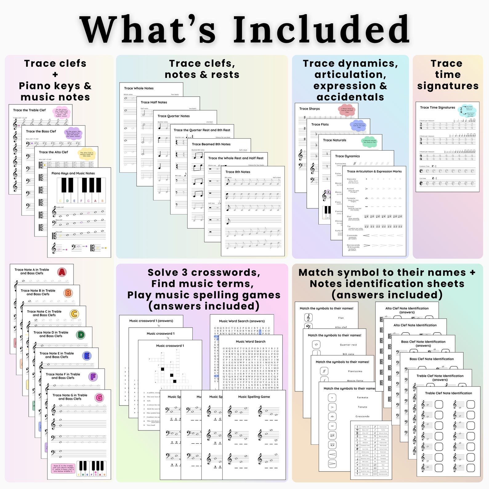50 Music Theory Worksheets for Kids, Printable Tracing Pages, Learn ...