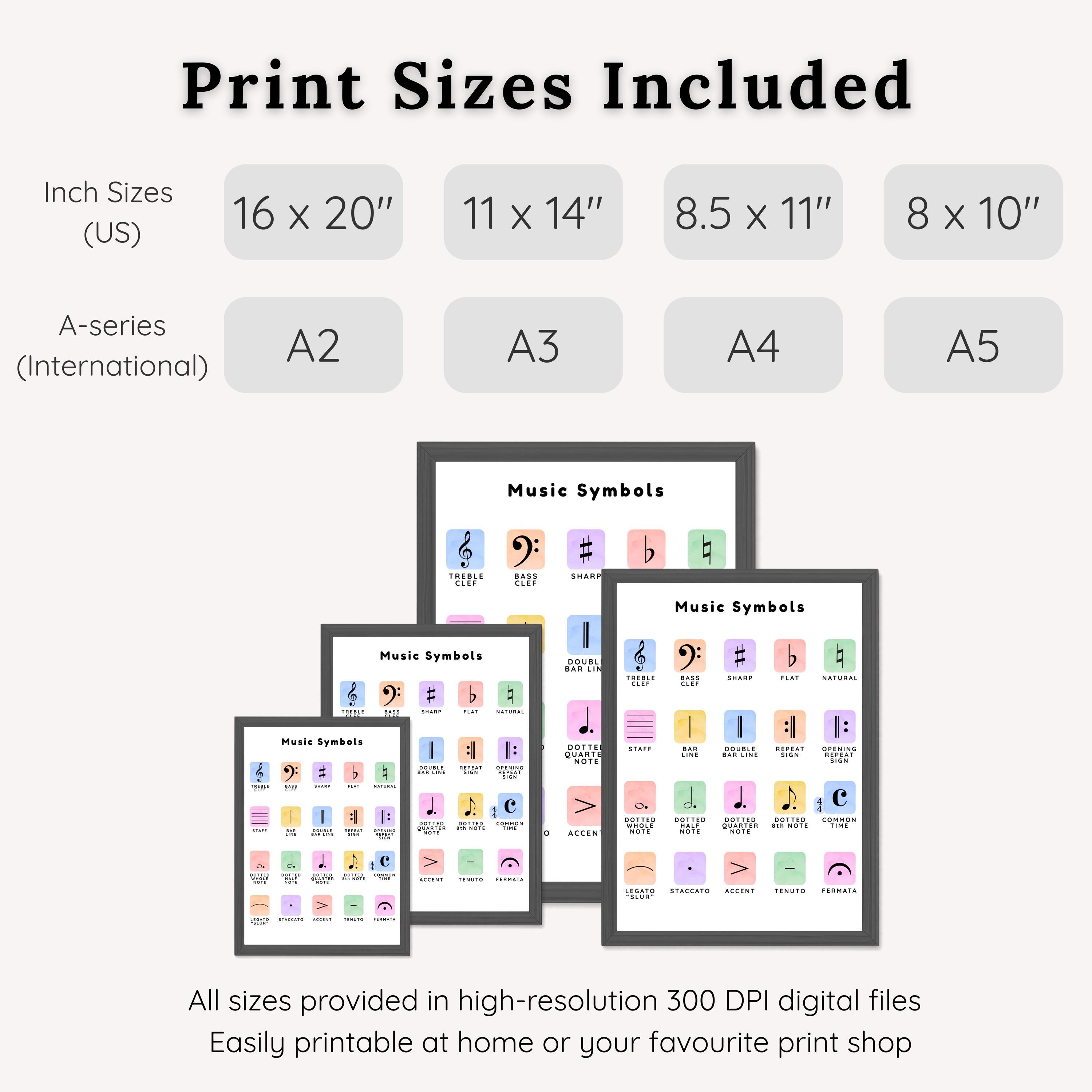 Music Symbols Poster for Kids, Music Theory Chart, Classroom Music ...