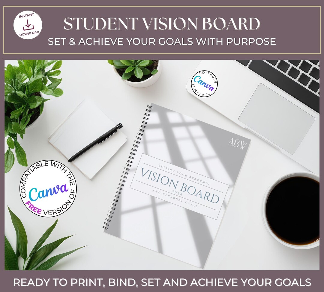 2026 Student Purpose Vision Board | Goal Setting | Canva Template ...