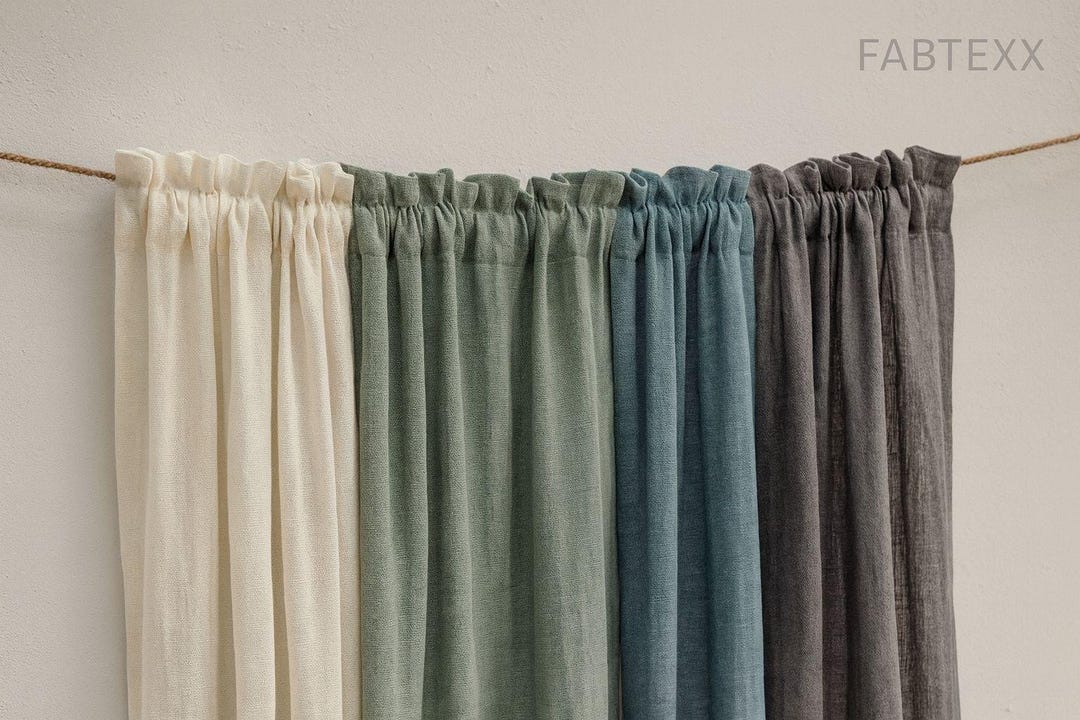 Washed Natural Linen Curtains – Pure Linen Drapes, Light Filtering ...