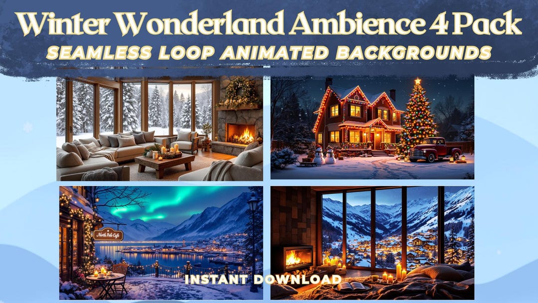 Winter Ambience Video Bundle 1080p Full HD |seamless Loops / Fireplace ...