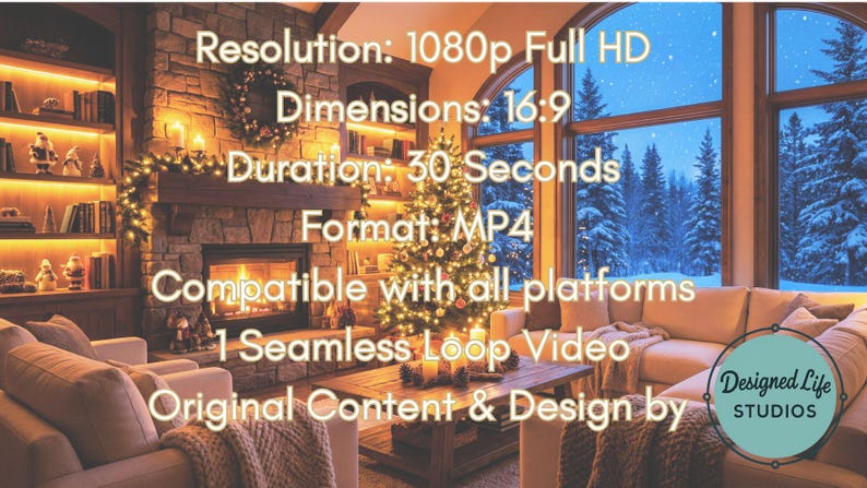 Christmas Lodge Ambience Background Video | 1080p 30s Seamless Loop - Etsy