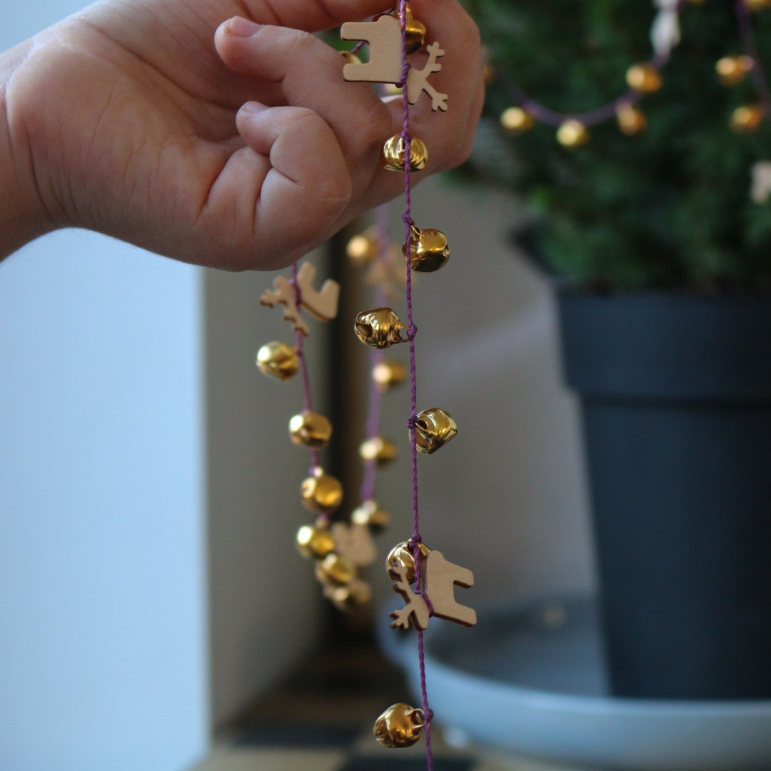 Gold Bell and Reindeer Garland – Rustic Christmas Decoration - Etsy