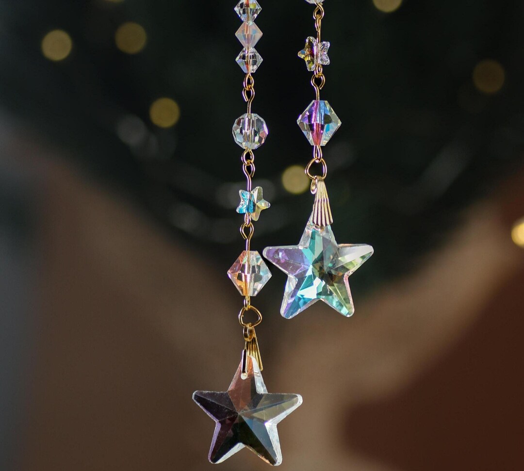 Crystal Star Christmas Tree Hanger, Handmade Ornament With Sparkling ...