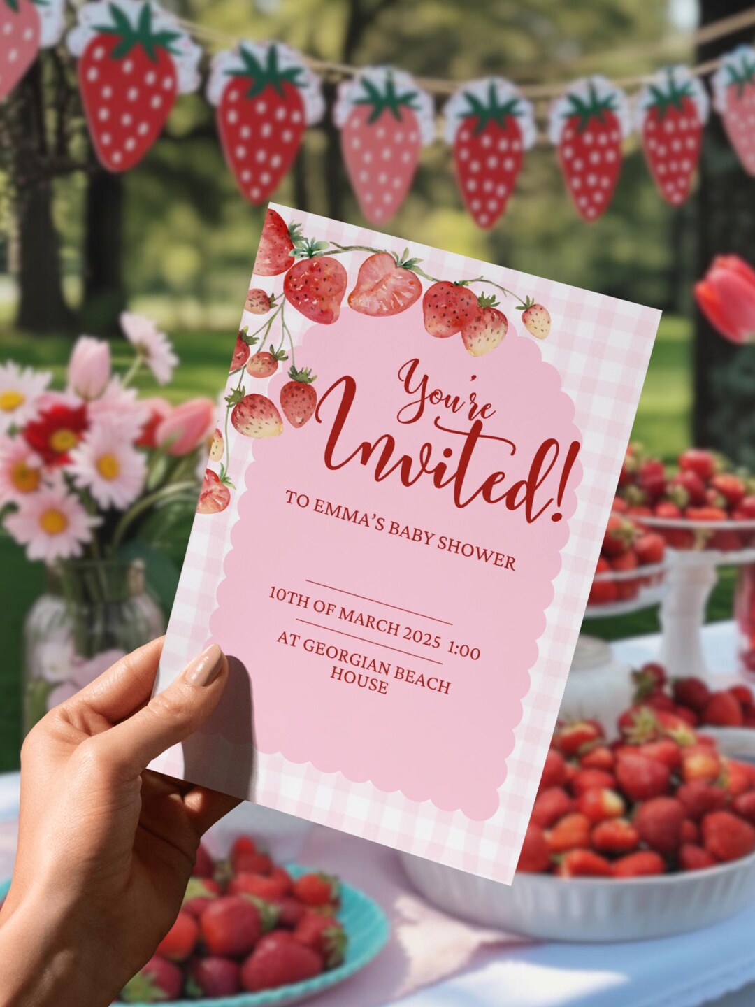 Berry Themed Baby Shower Invitation Editable - Etsy
