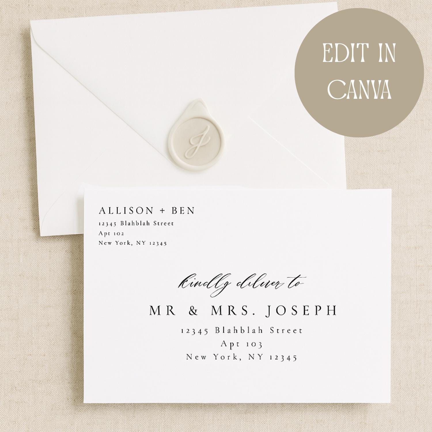 A7 Envelope Addressing Template for Canva, Wedding Envelope Address ...