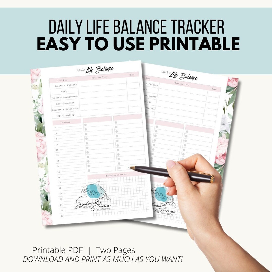 Nature Inspired Daily Life Balance Tracker - Printable PDF for Instant ...