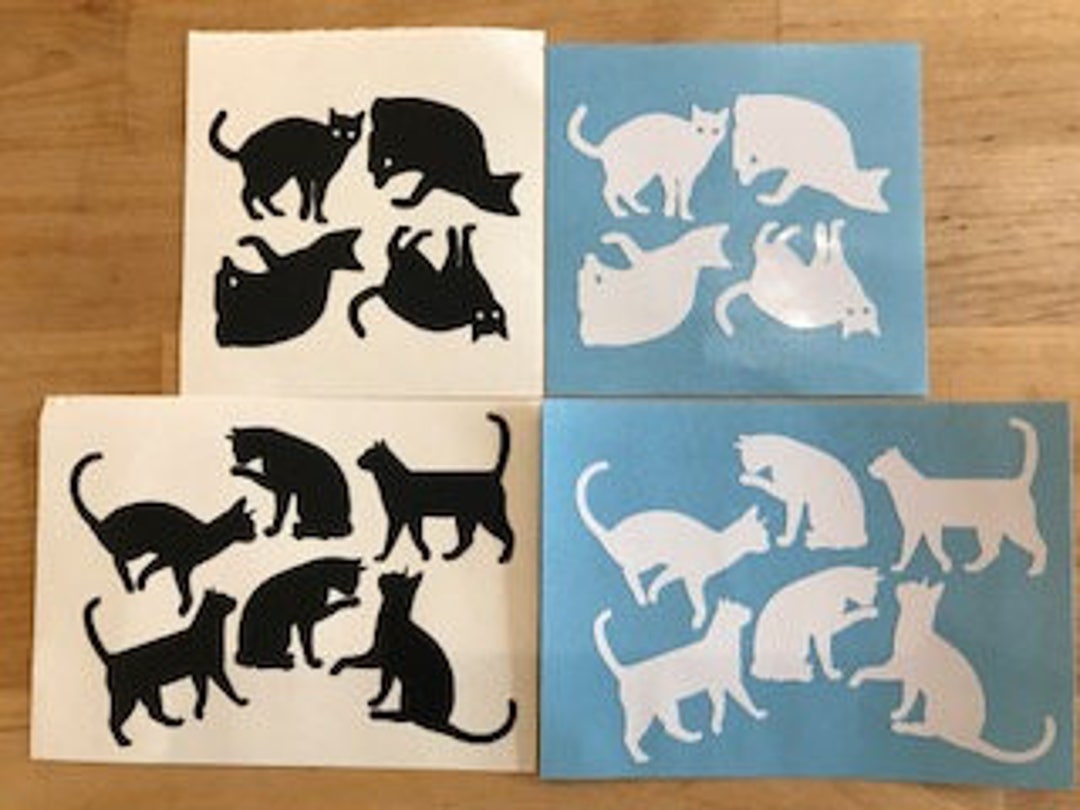 Black and White Cat Silhouette Stickers Vinyl Decals for Home - Etsy