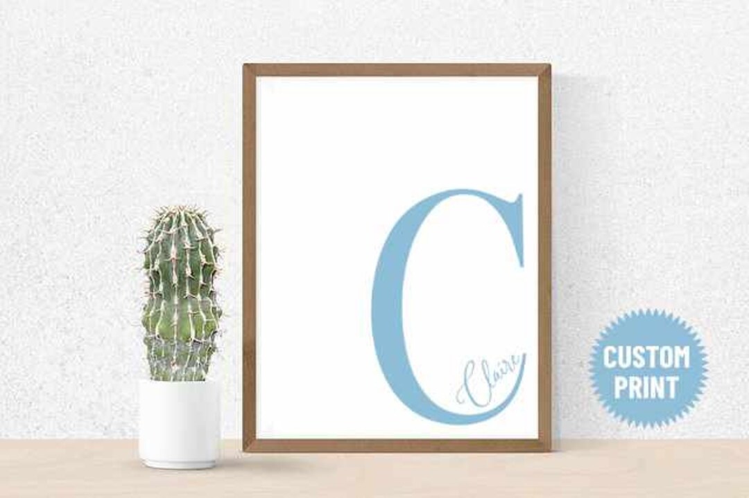 Personalised Initial Letter & Name Wall Art, Girls Initial Print ...