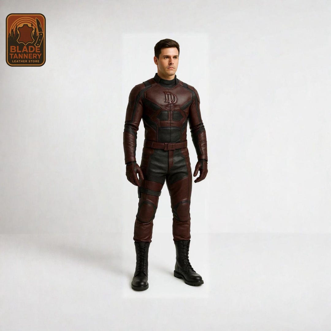 Daredevil Cosplay: Red & Black Leather Superhero Costume - Etsy