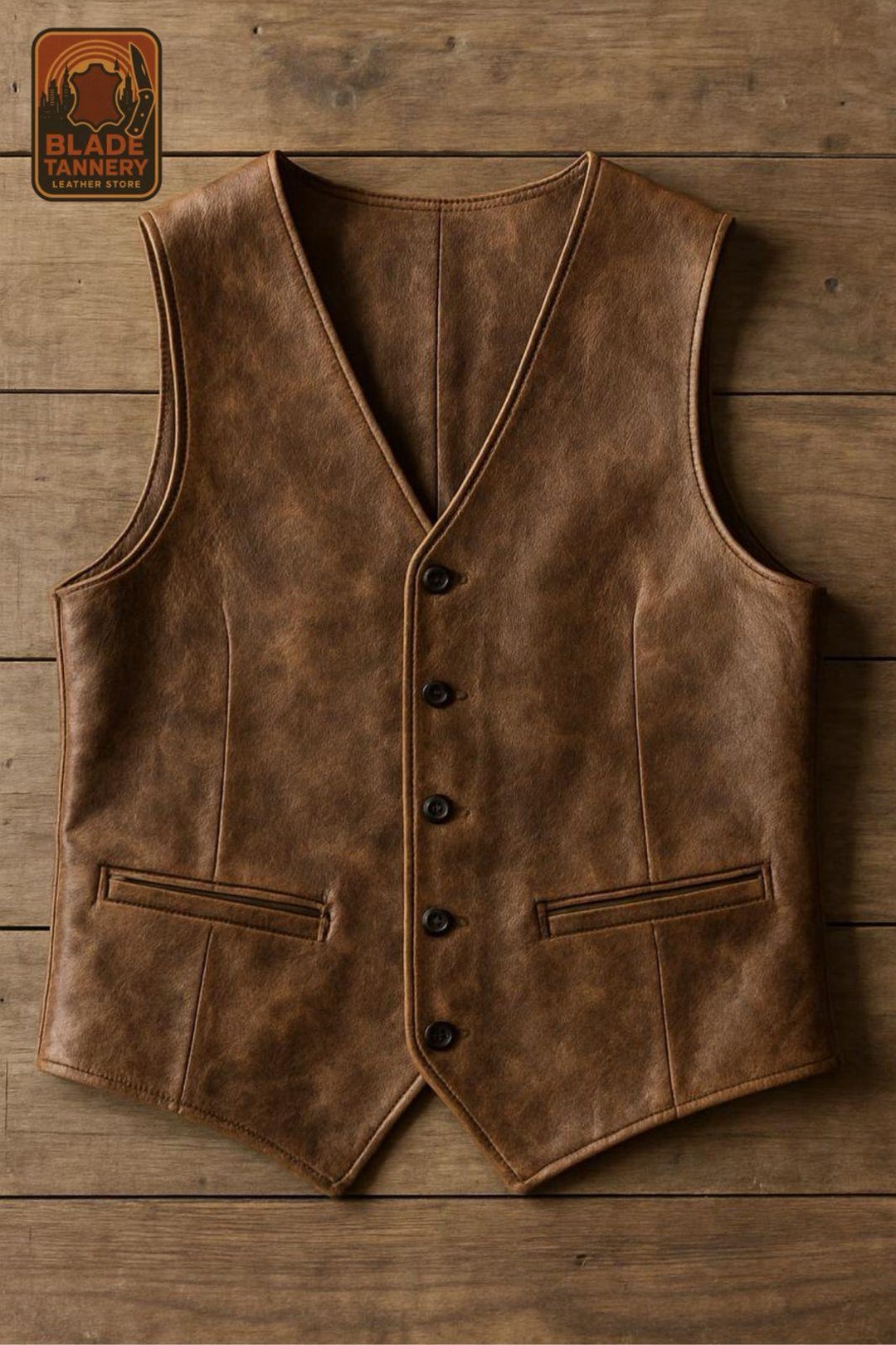 Rustic Brown Leather Vest – Vintage Western Style Waistcoat Inspired by ...