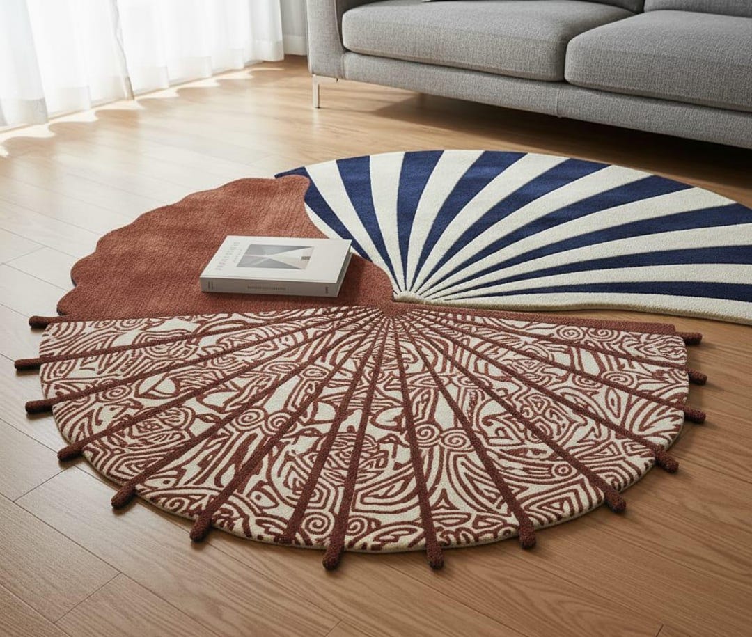 Art Deco Fan Wool Rug: Geometric Accent Carpet - Etsy