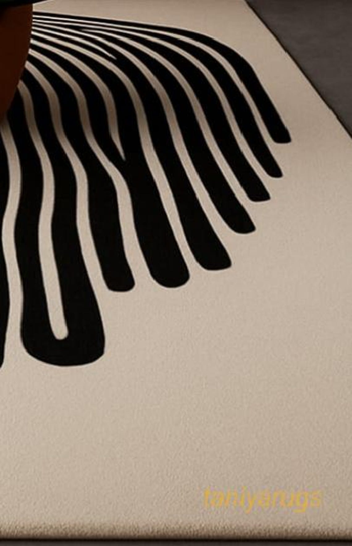 Abstract Flow Pattern Rug | Minimal Modern Black and Cream Carpet for ...