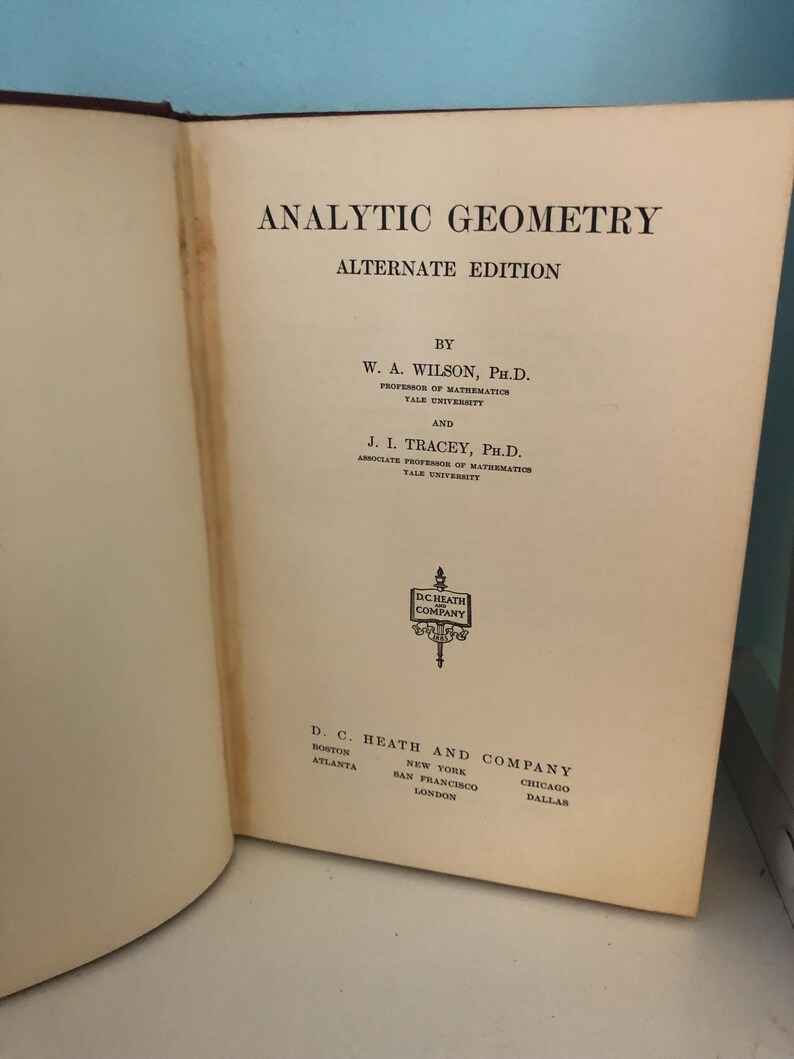 Vintage Analytical Geometry Antique Book - Etsy