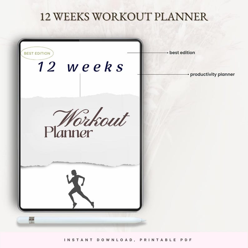 12 Weeks Workout Planner | Printable Fitness & Exercise Journal | Gym ...