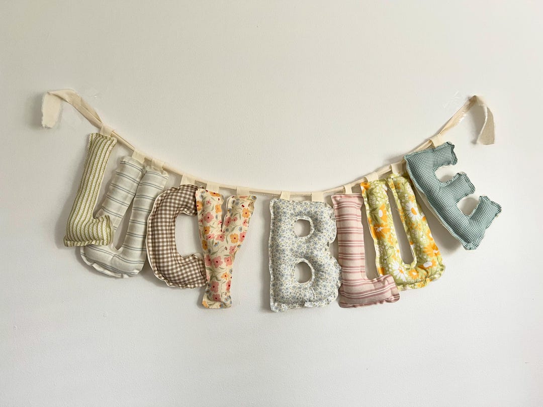 Custom Fabric Name Banner: Handmade Nursery Decor, Baby Shower Gift - Etsy