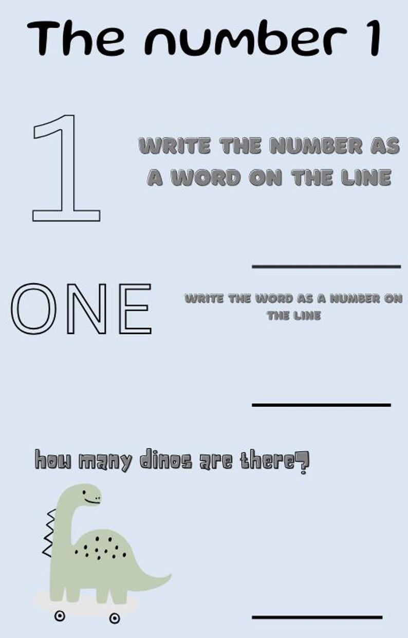 Dinosaur Counting Book Preschool Number Worksheet Printable ...