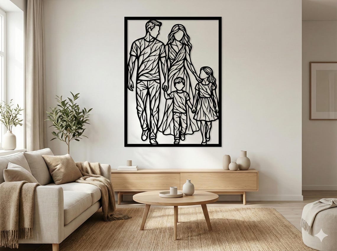 Family of Four SVG PNG DXF Tree Branch - Mother Father Daughter Son ...