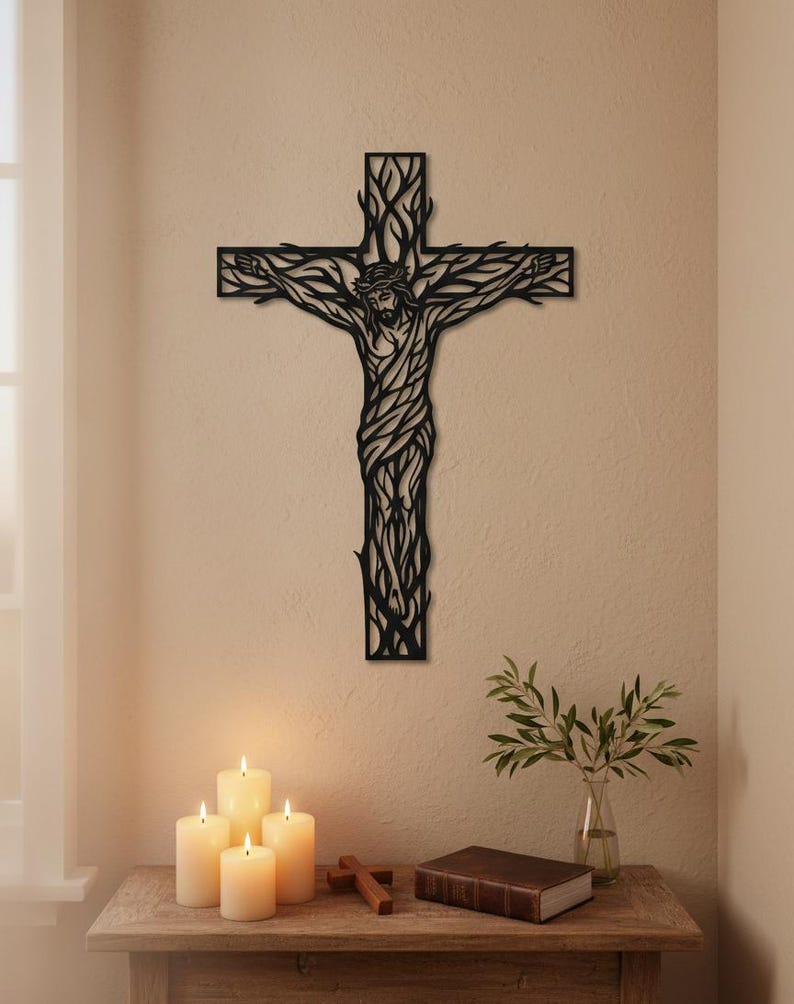 Jesus Crucifix Wall Art Svg Dxf Png Pdf Ai Skp Laser Cut Christian ...