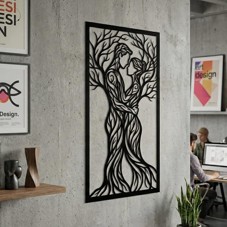 Tree Branch Couple Metal Wall Art – SVG PNG DXF Hugging Lovers Laser ...