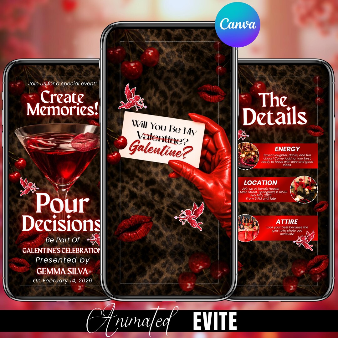 Pour Decisions Galentine’s Day Invitation Template, Girls Night Invite ...