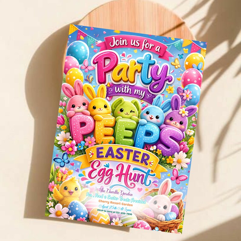 Easter Egg Hunt Invitation, Party With My Peeps, Easter Bunny Invite ...