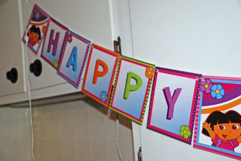 DORA the Explorer Birthday Banner dora and flowers | Etsy