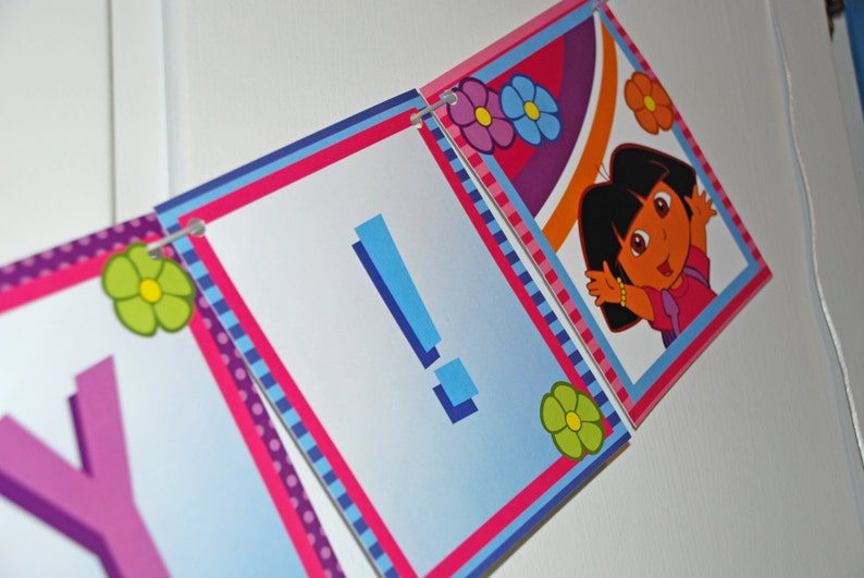 DORA the Explorer Birthday Banner dora and flowers | Etsy