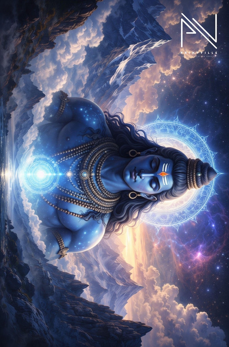 Cosmic Lord Shiva Wall Art | Mahadev Universe Artwork | Celestial Shiva ...