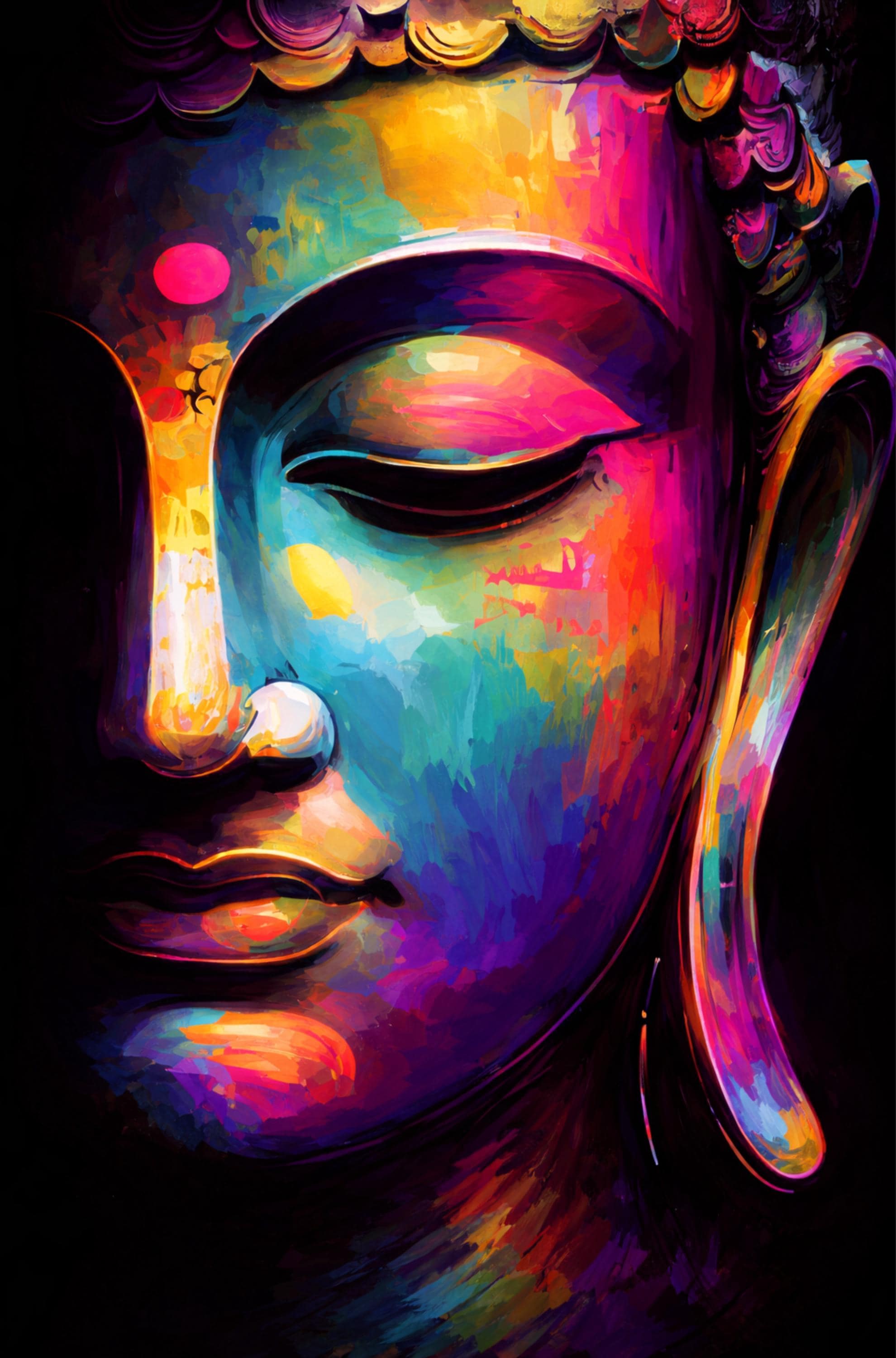 Colorful Buddha Wall Art, Abstract Buddha Canvas Print, Modern ...