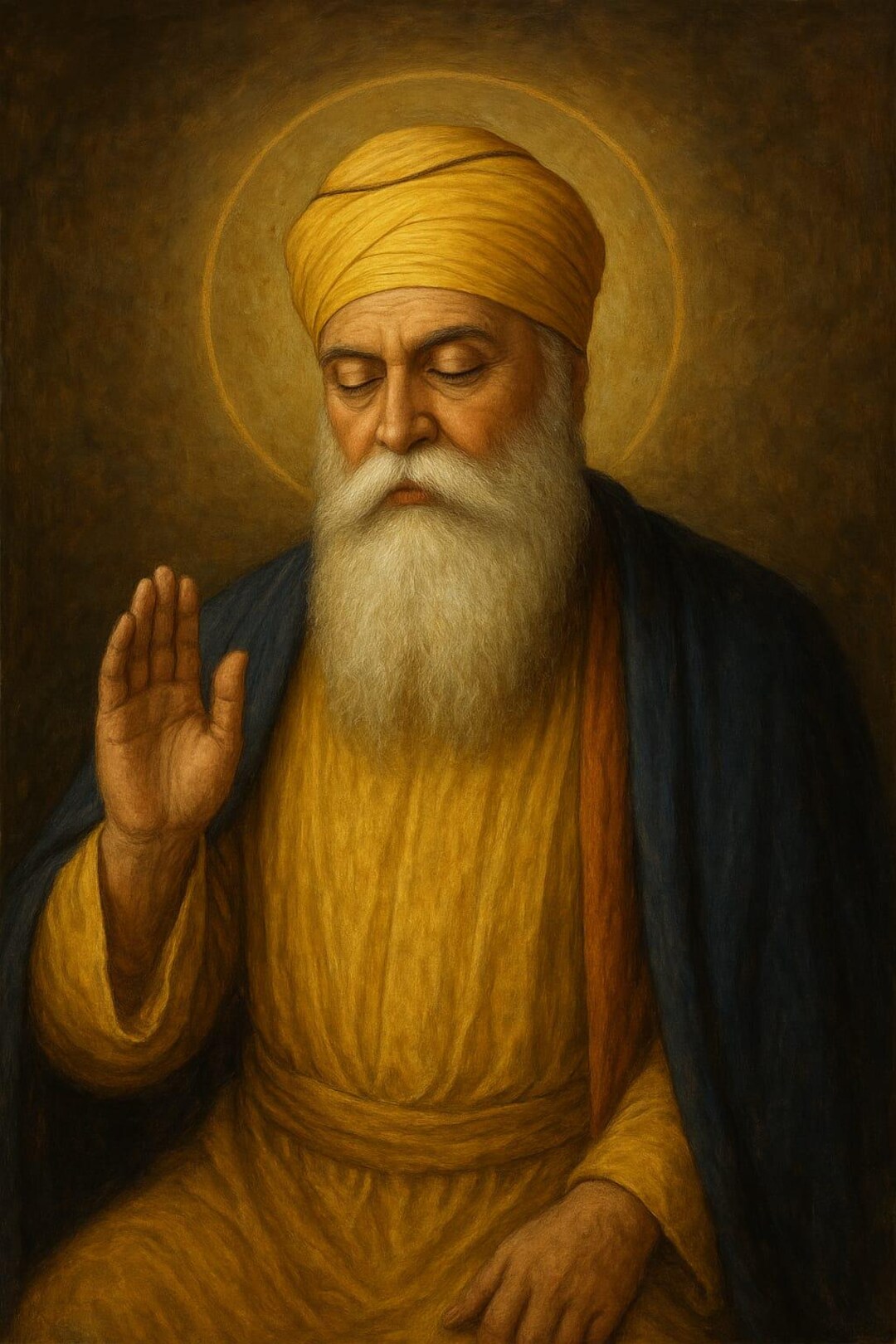 Guru Nanak Dev Ji Wall Art, Sikh Spiritual Artwork, Guru Nanak Blessing ...