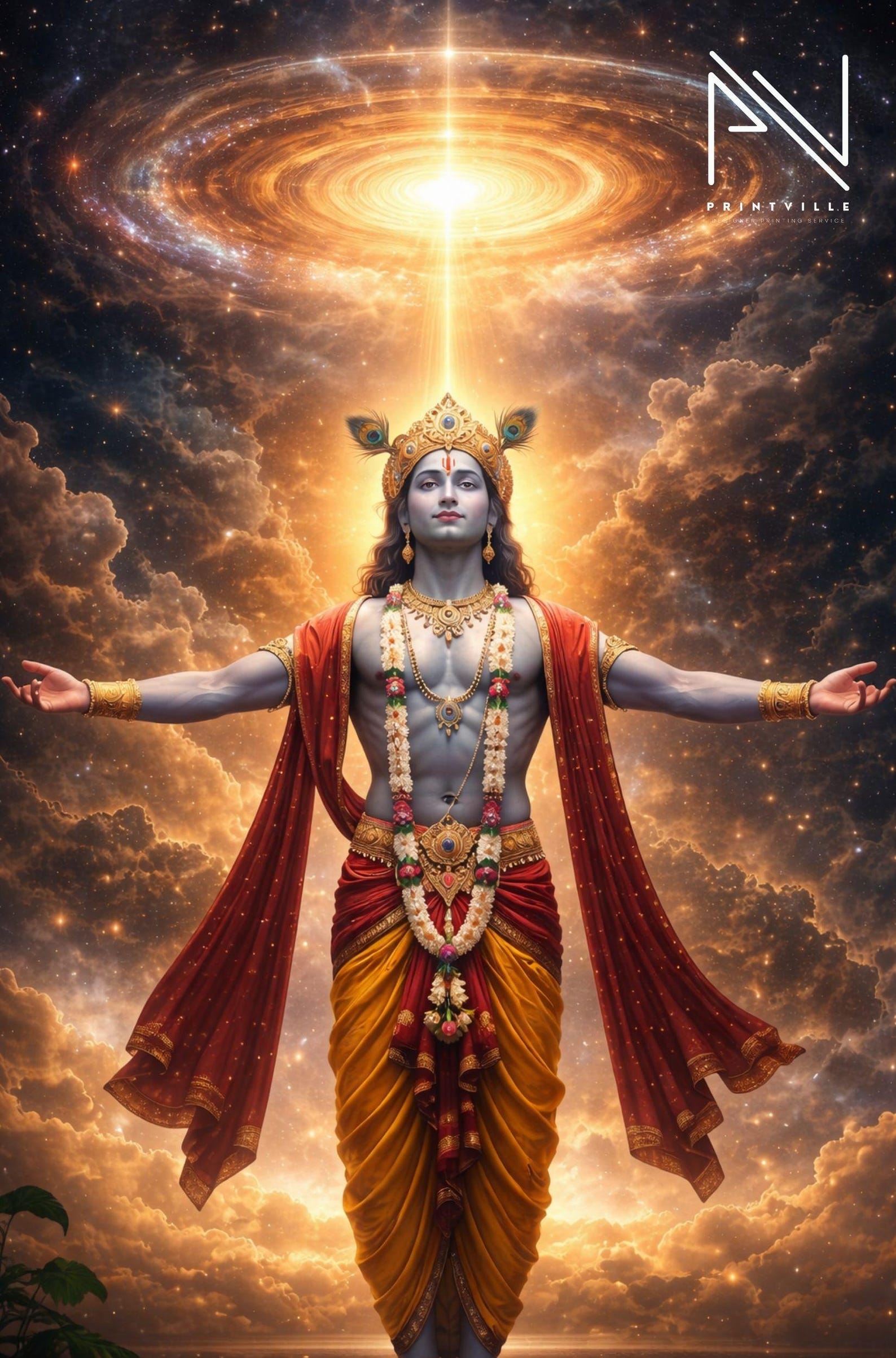 Cosmic Lord Krishna Wall Art Canvas Print | Vishnu Universal Form ...
