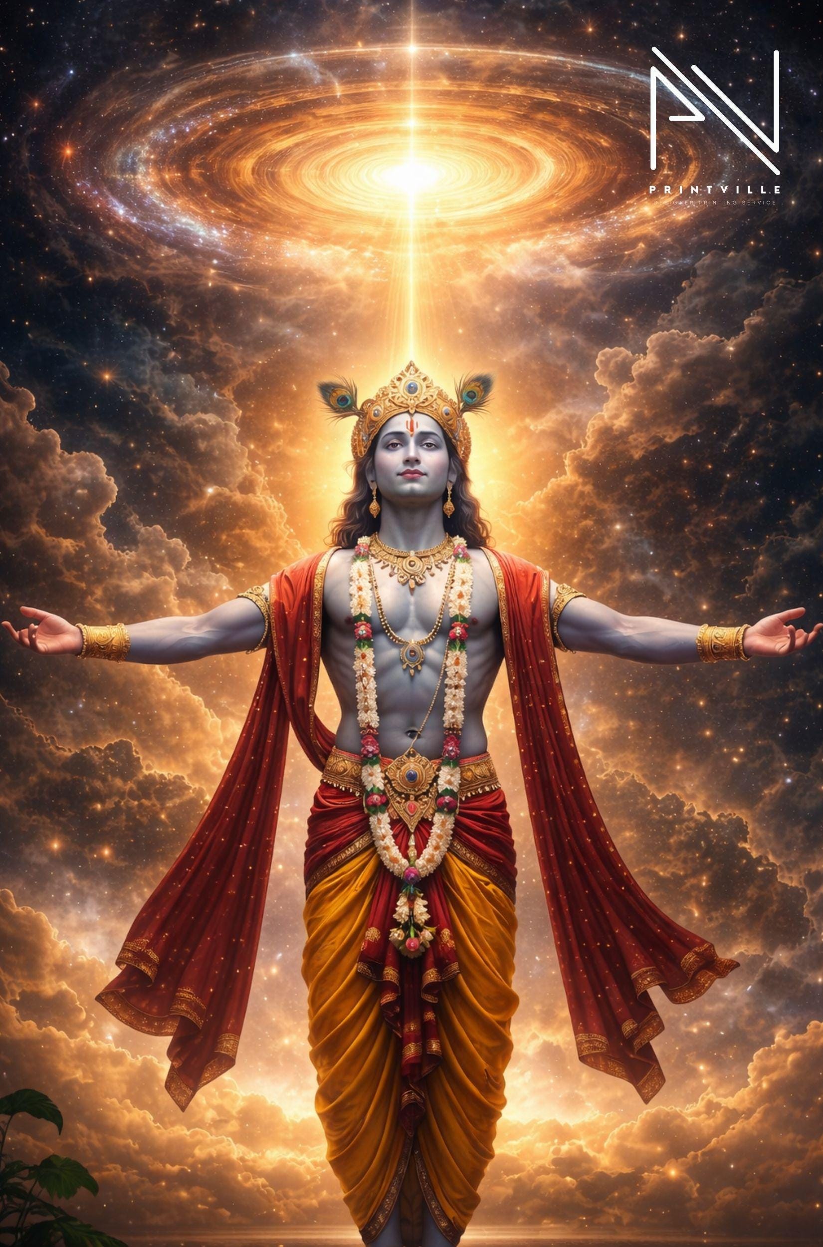 Cosmic Lord Krishna Wall Art Canvas Print | Vishnu Universal Form ...