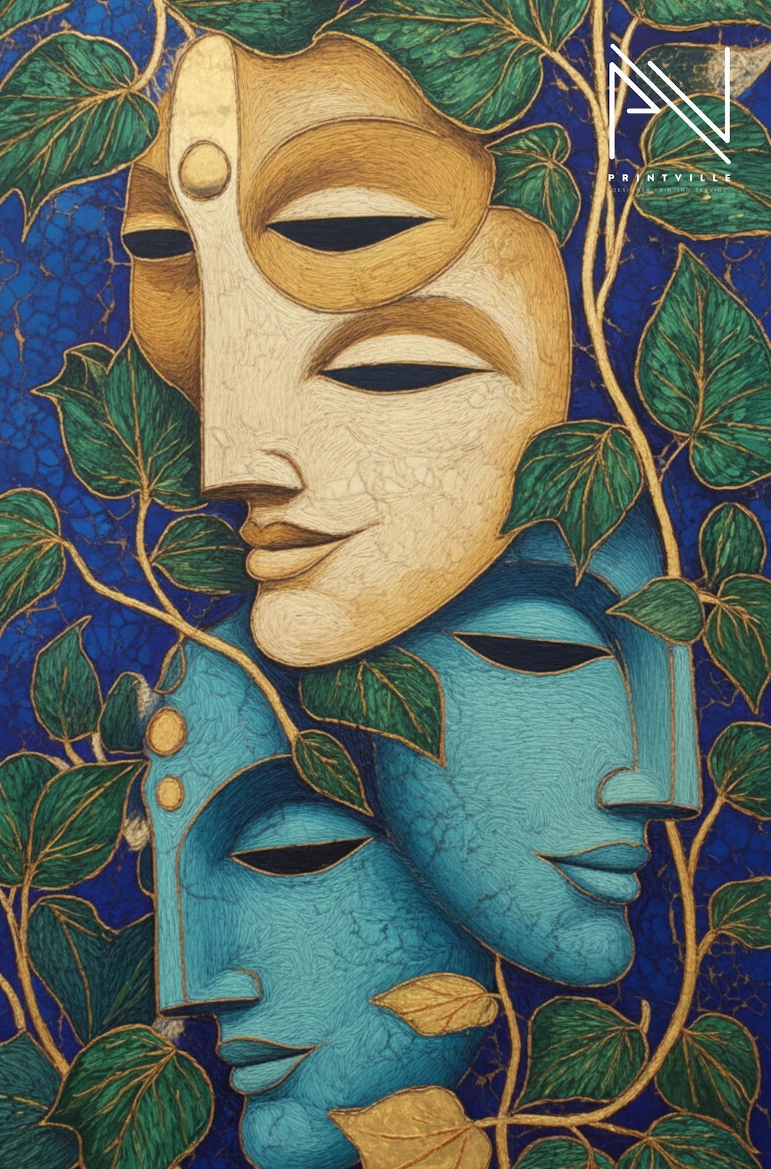 Dual Face Spiritual Wall Art, Abstract Harmony Portrait, Mind Balance ...