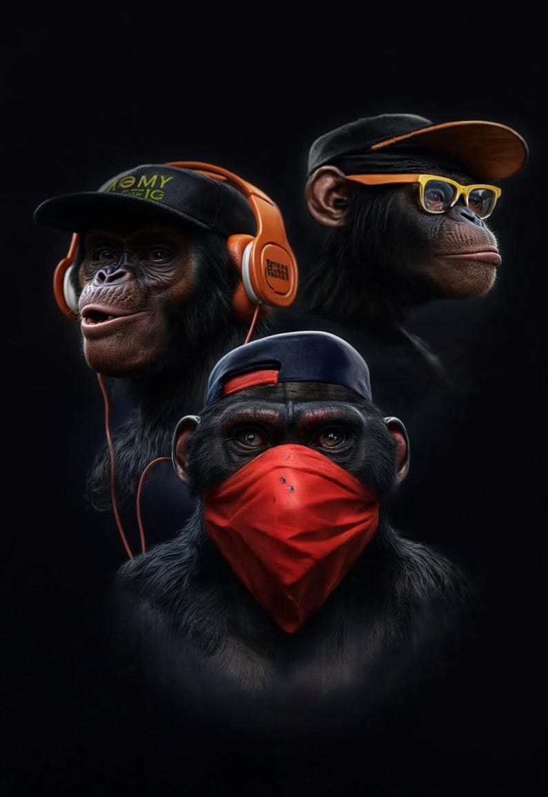 Gangster Monkey Chimps Canvas Plastic Print Canvas - Etsy