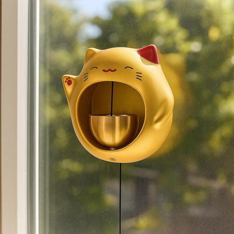 Resin Lucky Cat Doorbell: Handmade Magnetic Entryway Bell - Etsy