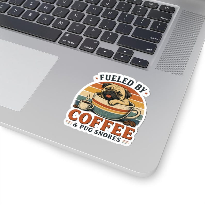 Cute Pug Coffee Sticker | Funny Pug Lover Vinyl Sticker | Aesthetic Dog ...