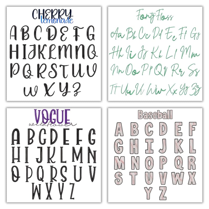 BX Embroidery Fonts Bundle, Machine Embroidery Alphabet Set, Monogram ...