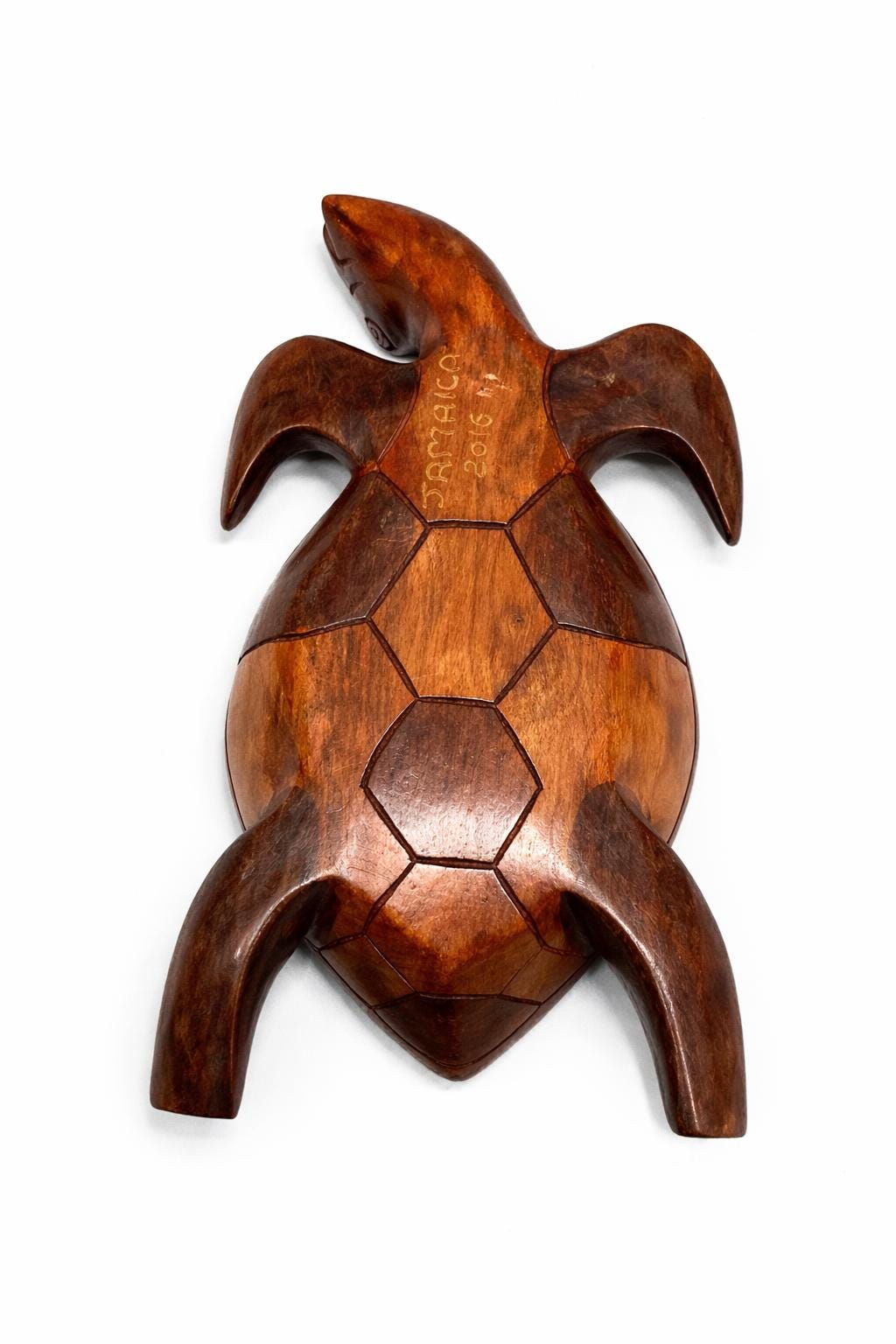 Hand Carved Wooden Turtle Bowl, Jamaica Souvenir 2016, Mosaic Shell ...