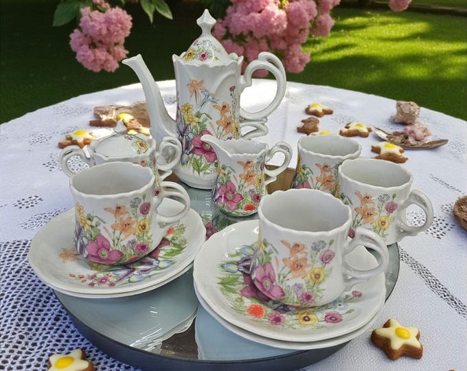 Vintage Porcelain Floral Tea Set: Shabby Chic Cottage Decor - Etsy