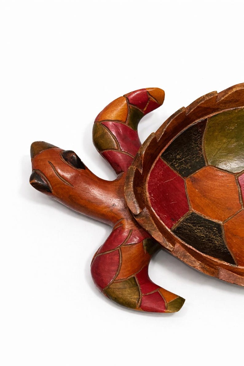 Hand Carved Wooden Turtle Bowl, Jamaica Souvenir 2016, Mosaic Shell ...