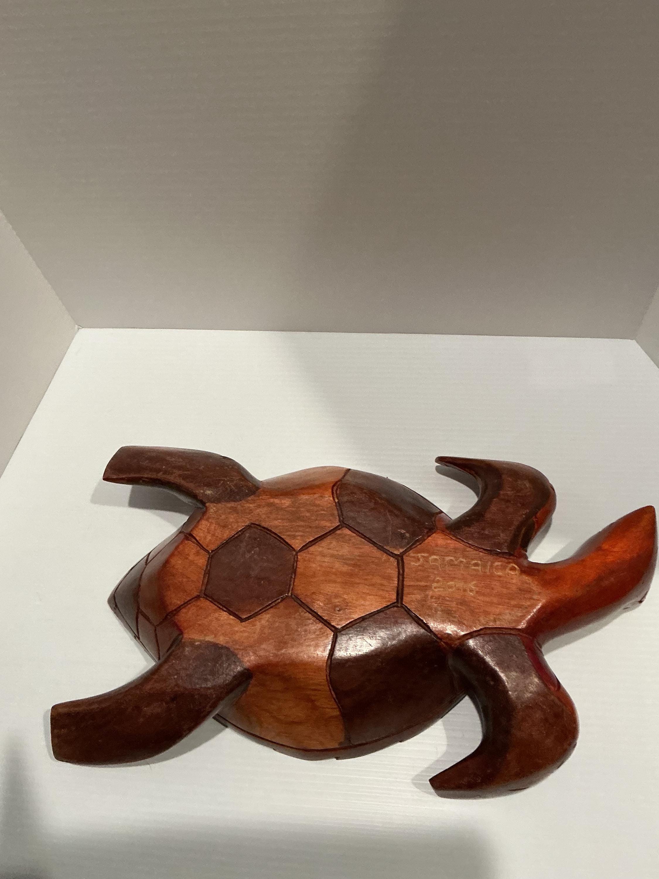 Hand Carved Wooden Turtle Bowl, Jamaica Souvenir 2016, Mosaic Shell ...