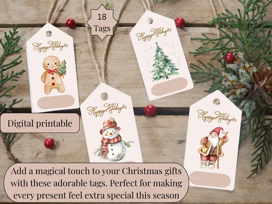 Christmas Gift Tags Bundle – 18 Printable Holiday Present Labels ...