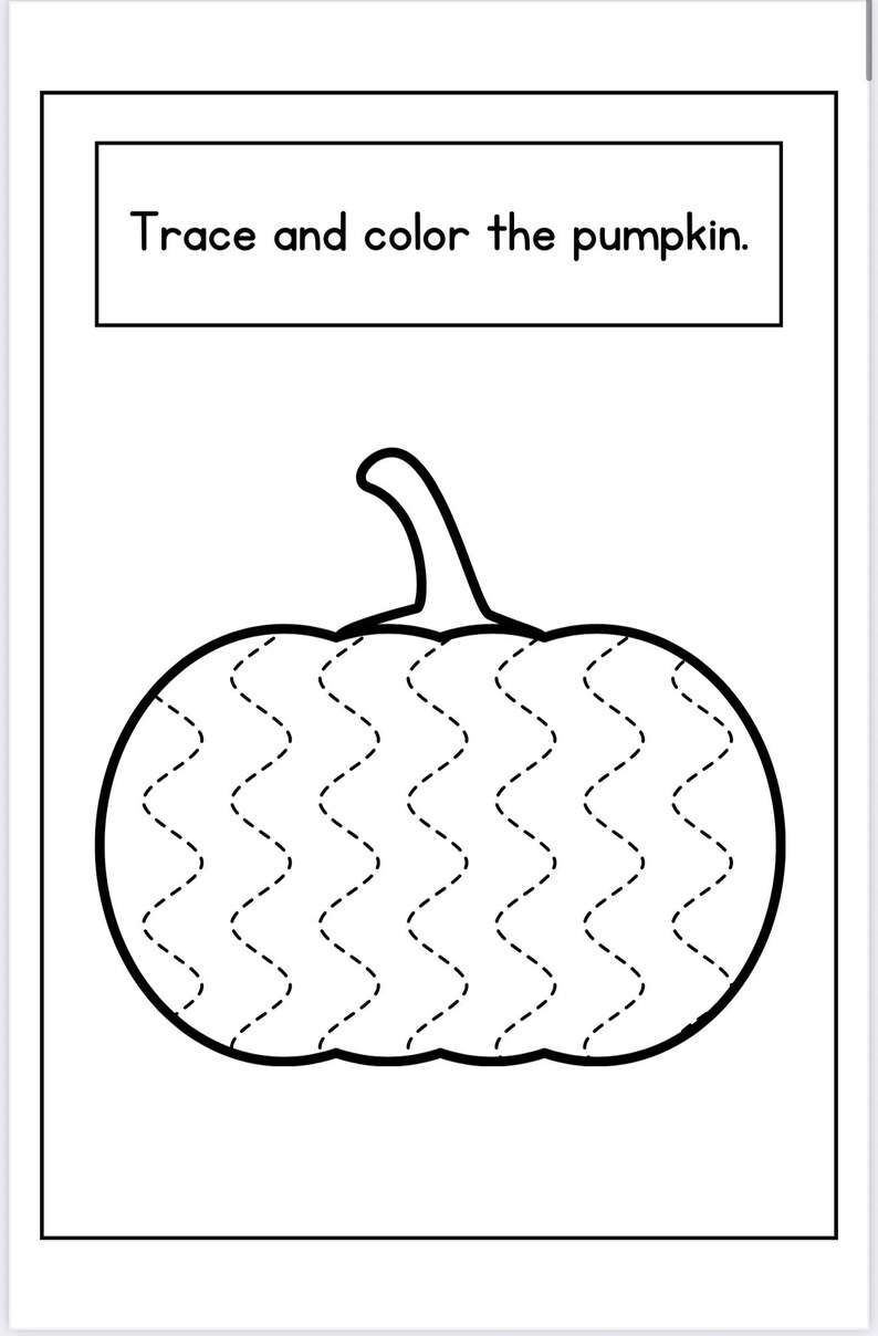 Pumpkin Tracing Coloring Pages for Kids: Halloween Activity (digital ...