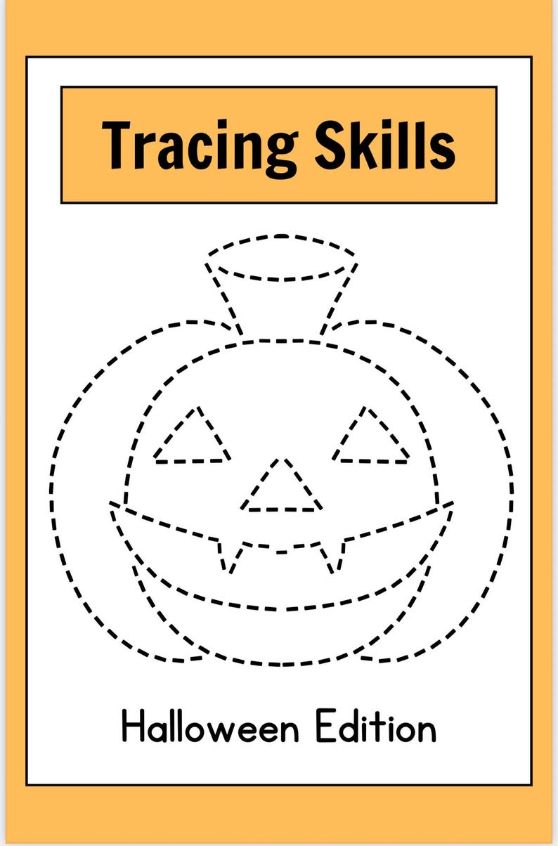 Pumpkin Tracing Coloring Pages for Kids: Halloween Activity (digital ...