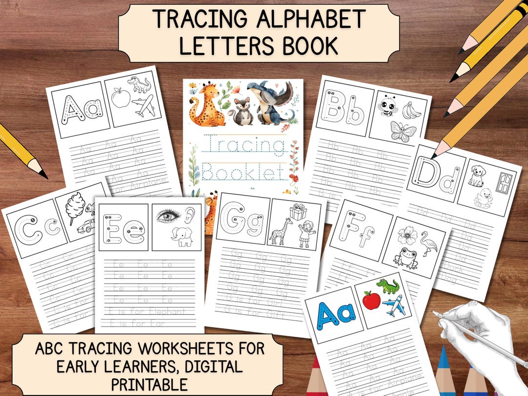 Alphabet Tracing Book: ABC Handwriting Practice for Kids (PDF) - Etsy