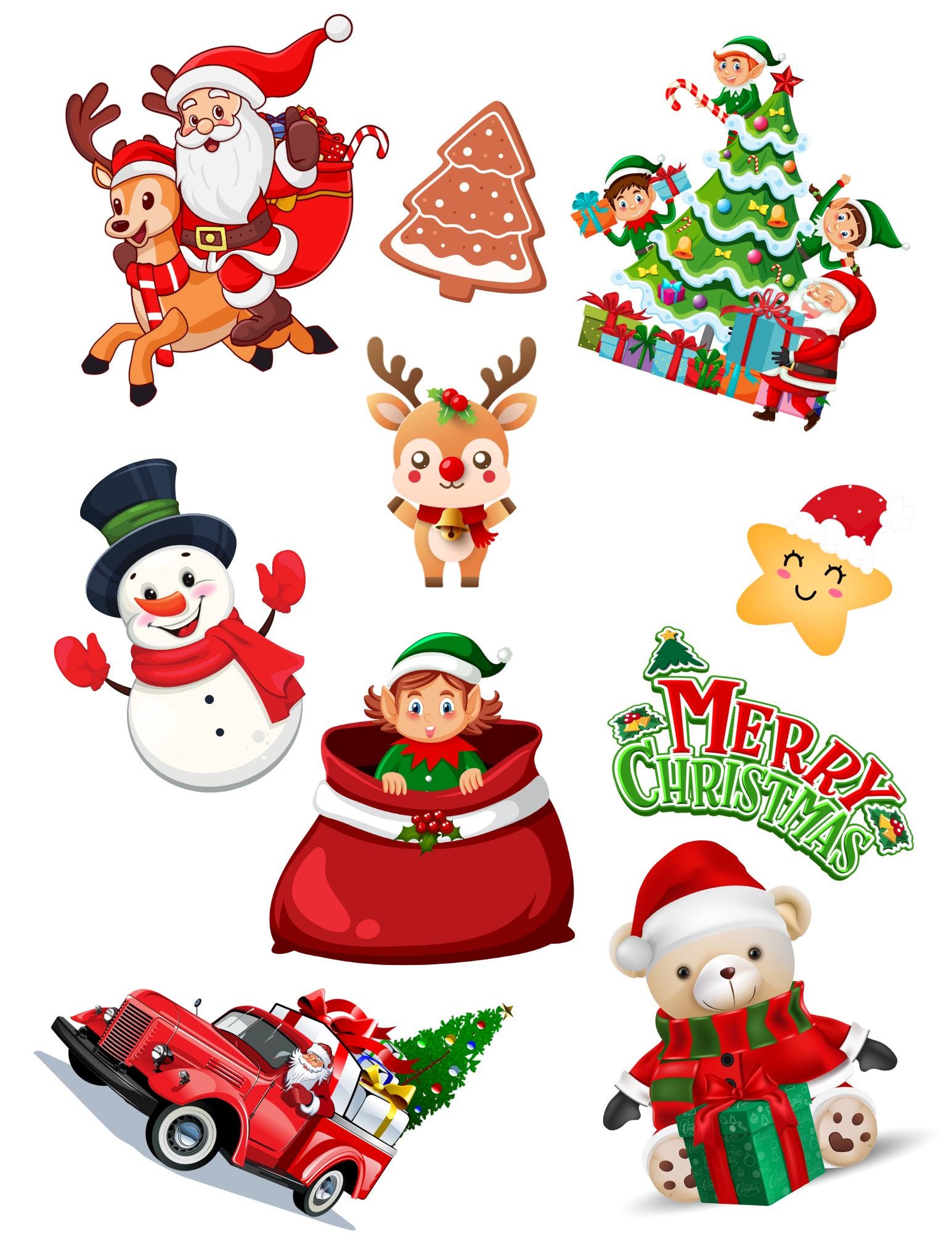 Christmas Digital Stickers Holiday Clipart Pack PDF, PNG & SVG Files ...