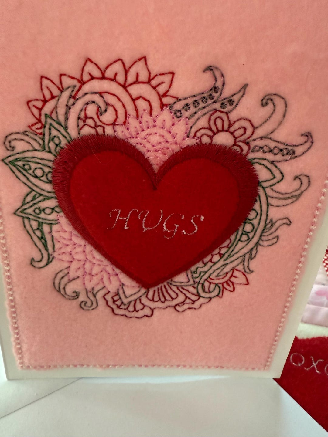 Machine Embroidered Valentine Hearts Card - Etsy UK